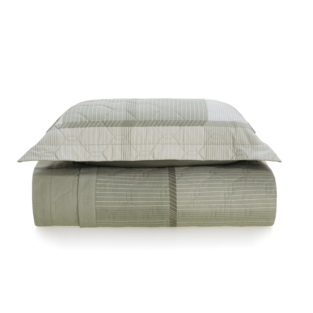 Kit Colcha Solteiro Karsten Castro Musgo Algodão Percal 180 Fios 2pçs